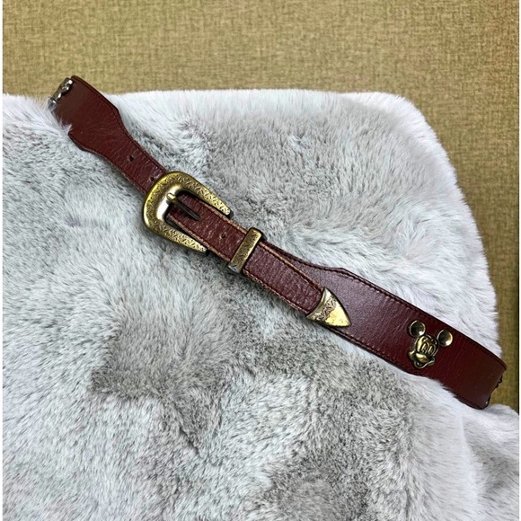 Disney | Accessories | Vintage Brown Leather Xl Disney Belt Brass ...